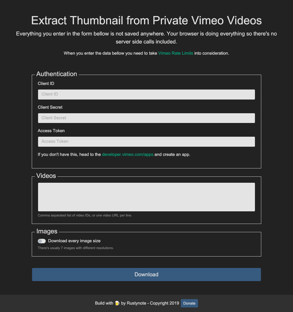 Extract Thumbnail from Private Vimeo Videos
